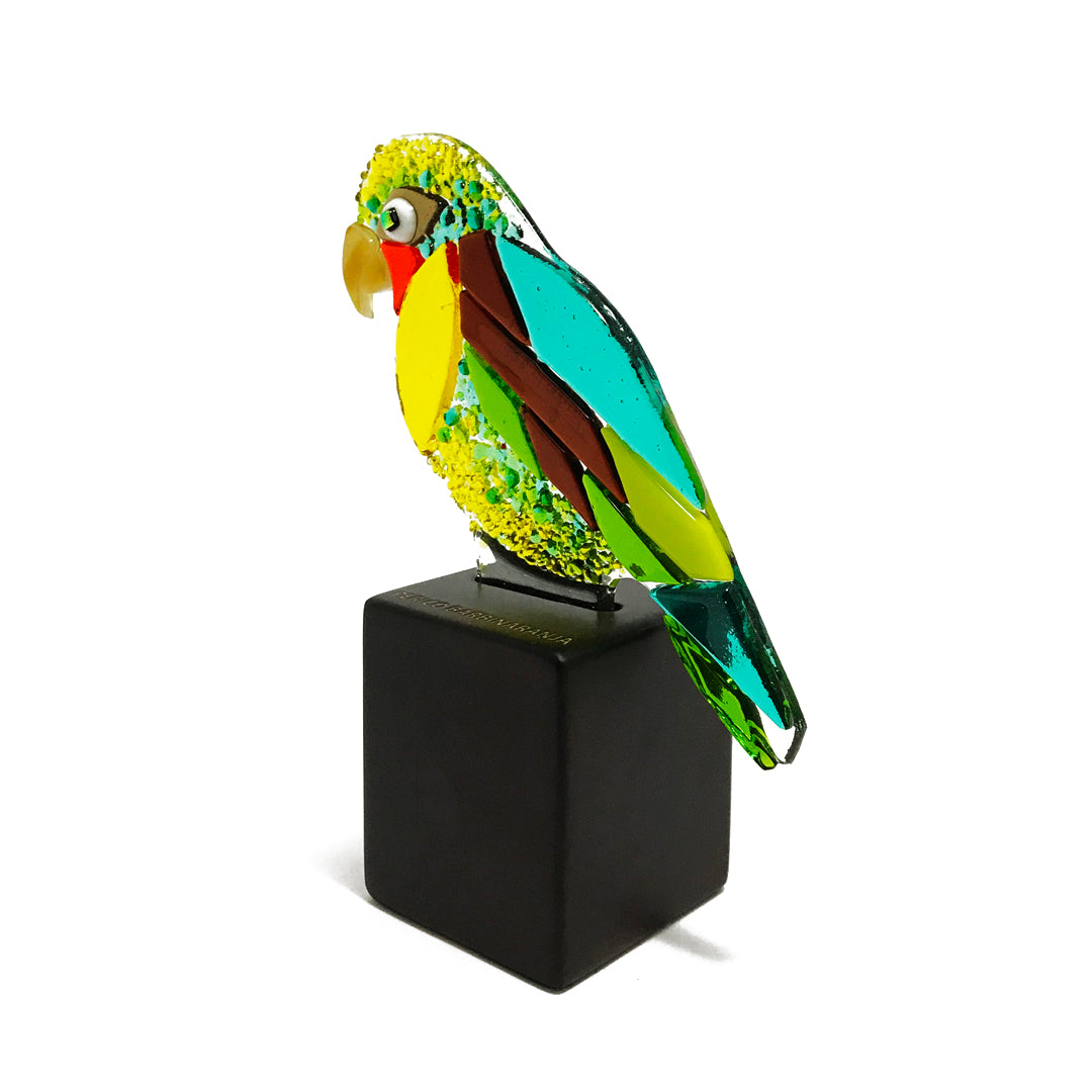 Perico barbinaranja, figura de vidrio artístico